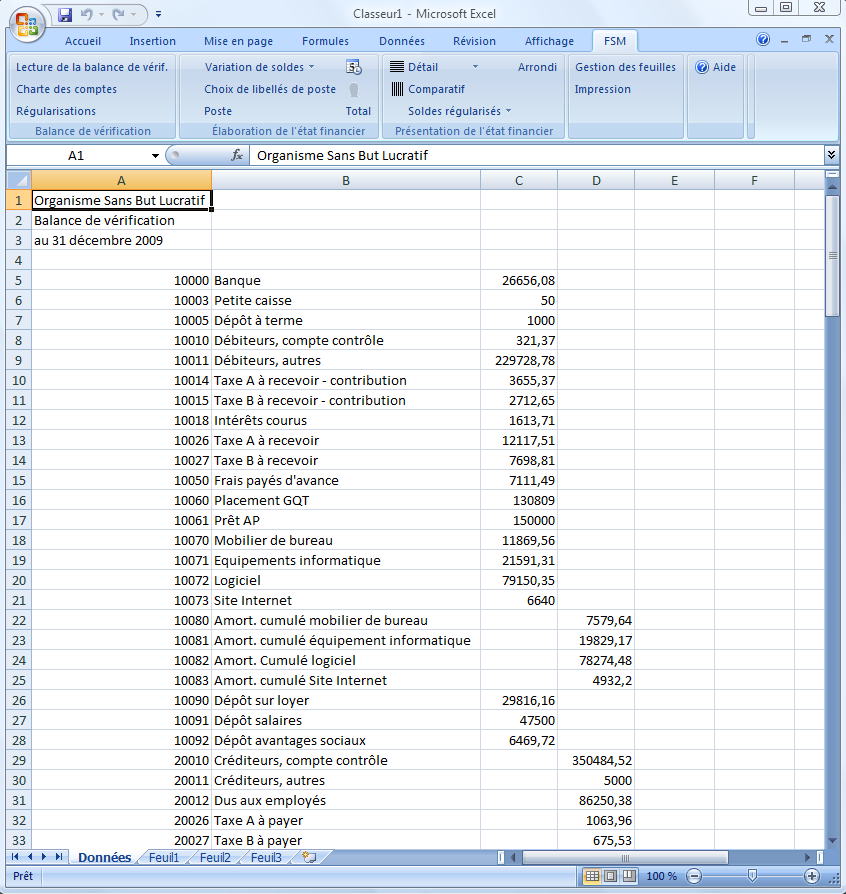 Lecture de la balance de vérif.
